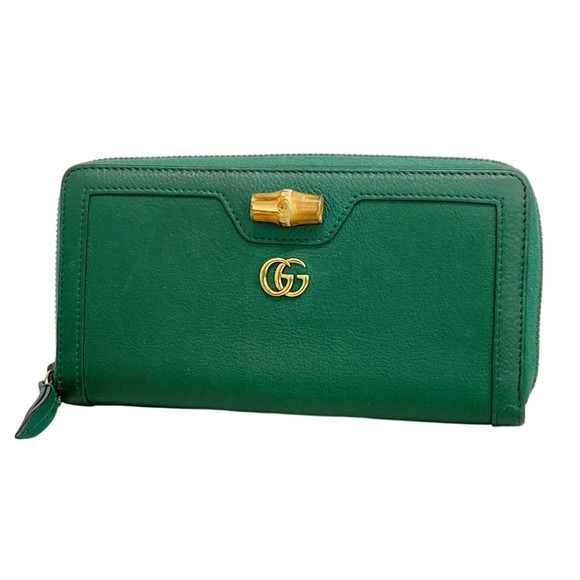 Gucci | Bags | Gucci Green Leather Bamboo Wallet | Poshmark